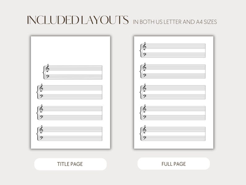 Printable Music Staff Paper | Wide 12mm Grand Staff Manuscript Sheets ...