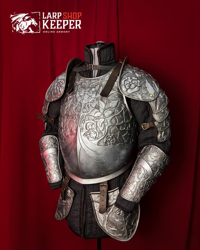 Handmade Flower Knight Silver Armor Set | Polyurethane LARP Cosplay - Etsy