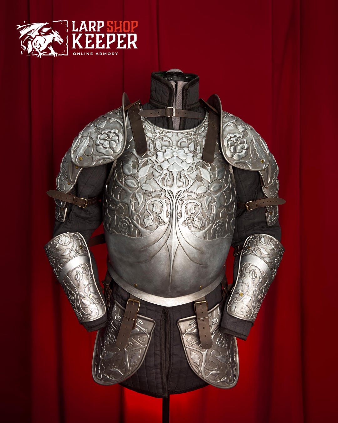 Handmade Flower Knight Armor Set in Silver Color | Fantasy LARP Armor ...