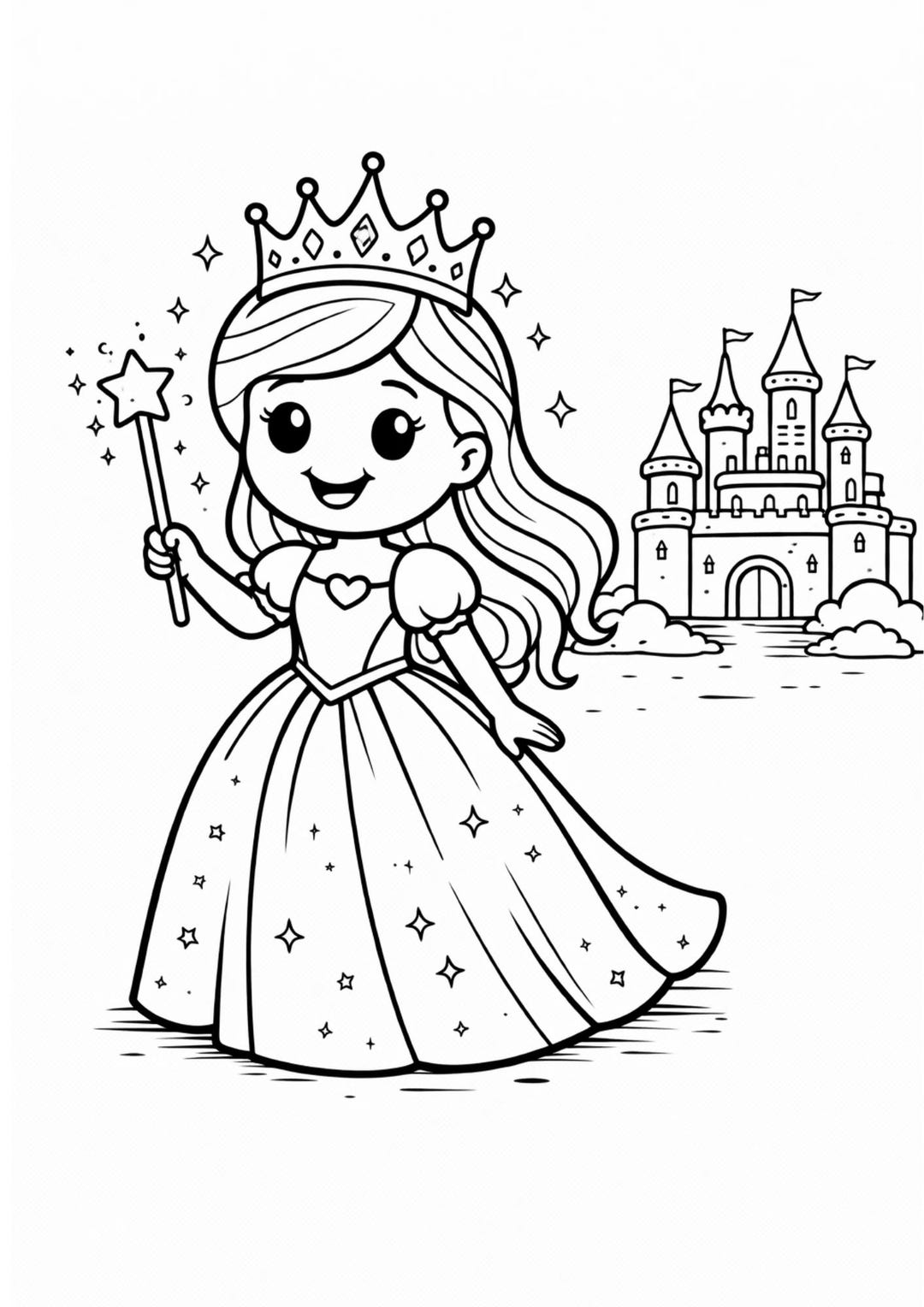 Princess Coloring Pages for Kids | 20 Page A4 (PDF Download) - Etsy