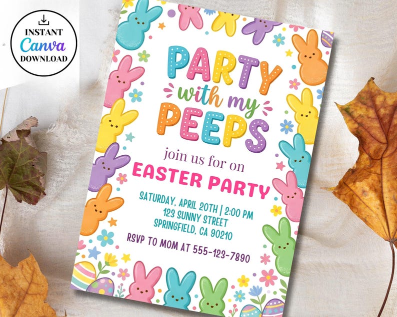 Easter Egg Hunt Invitation, Party With My Peeps Invite, Easter Bunny ...