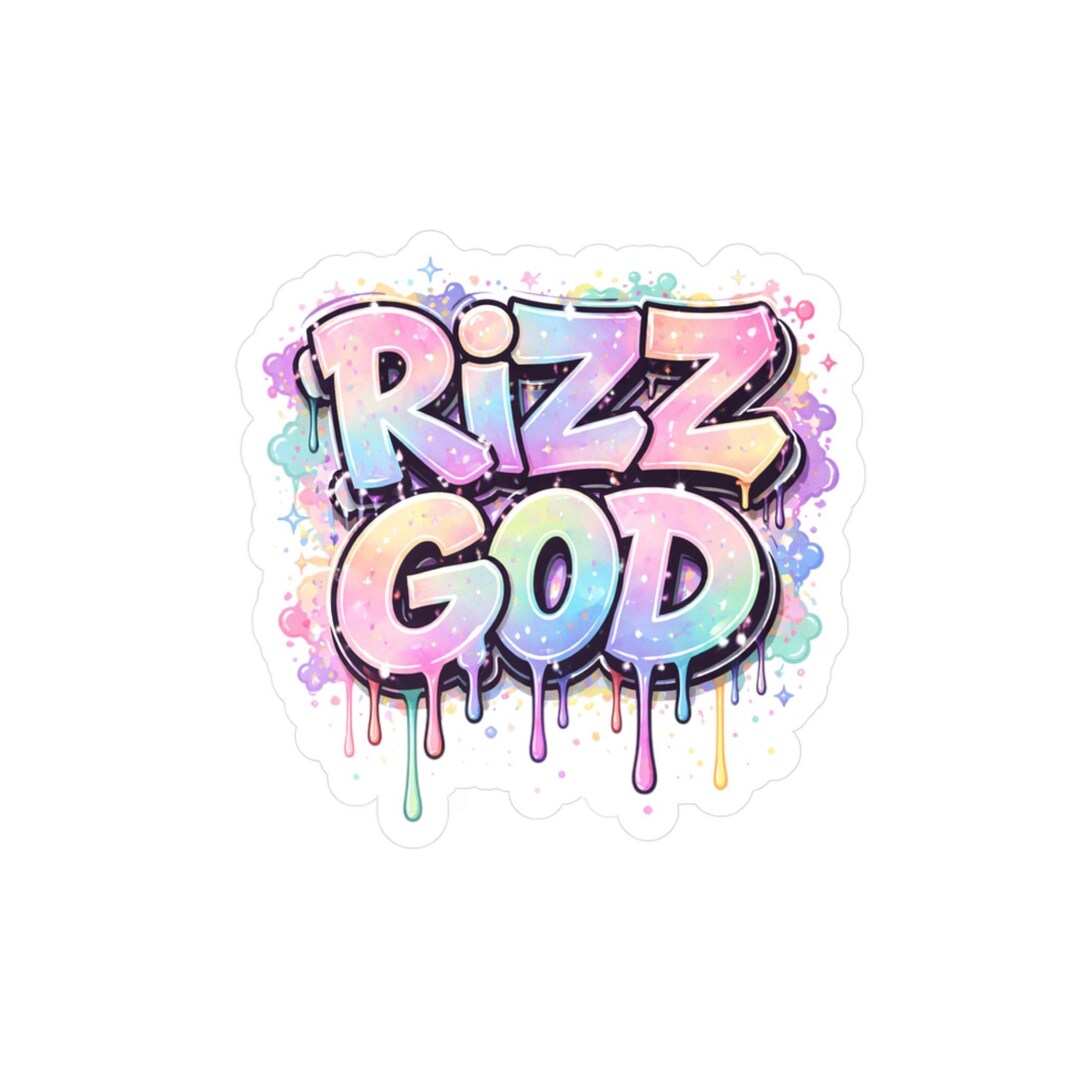 RIZZ GOD Pastel Drip Sticker | Kiss-cut Vinyl Decal - Etsy