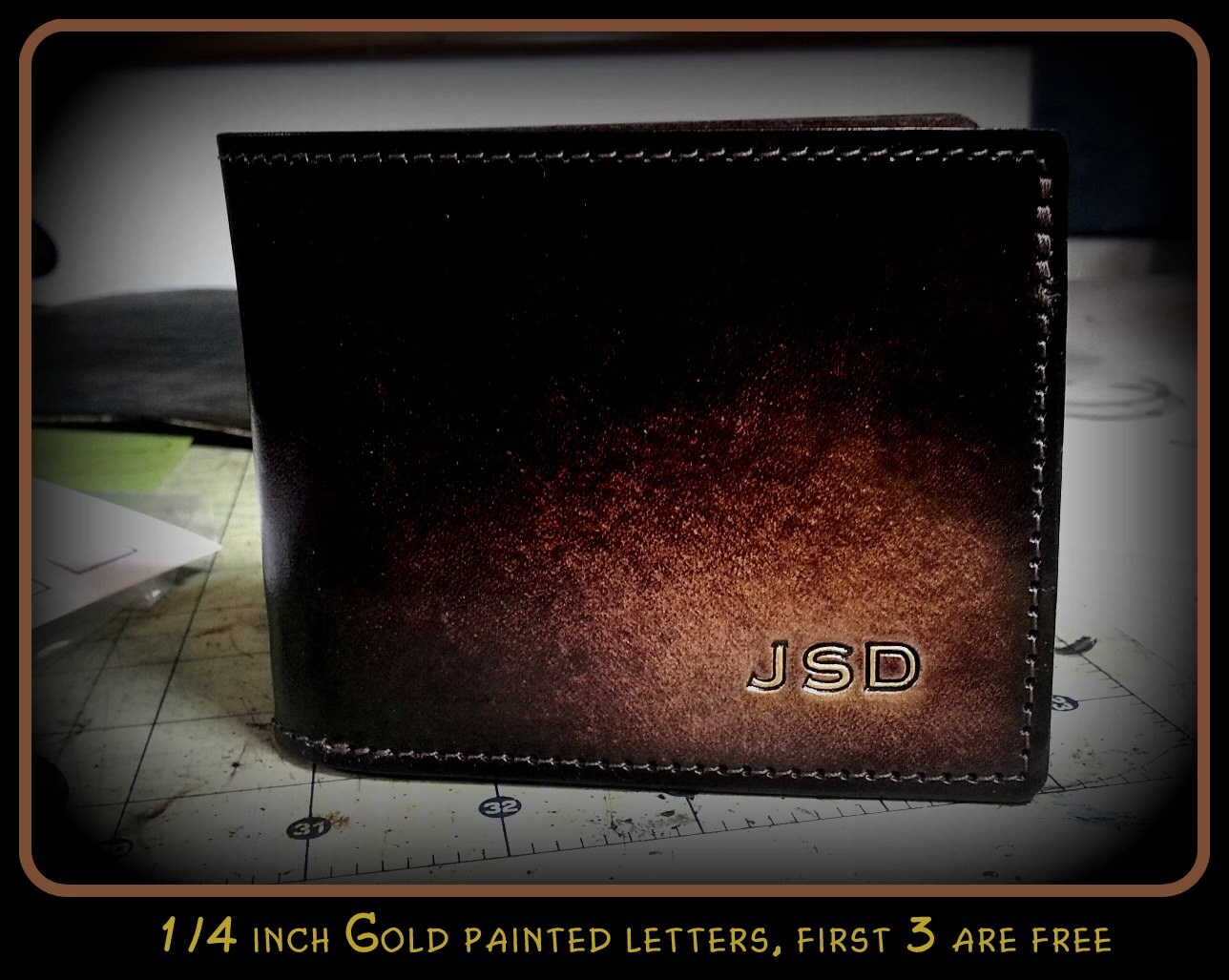 Mens Personalized Leather fishing Wallet Hand made Real Leather Bi-Fold ...
