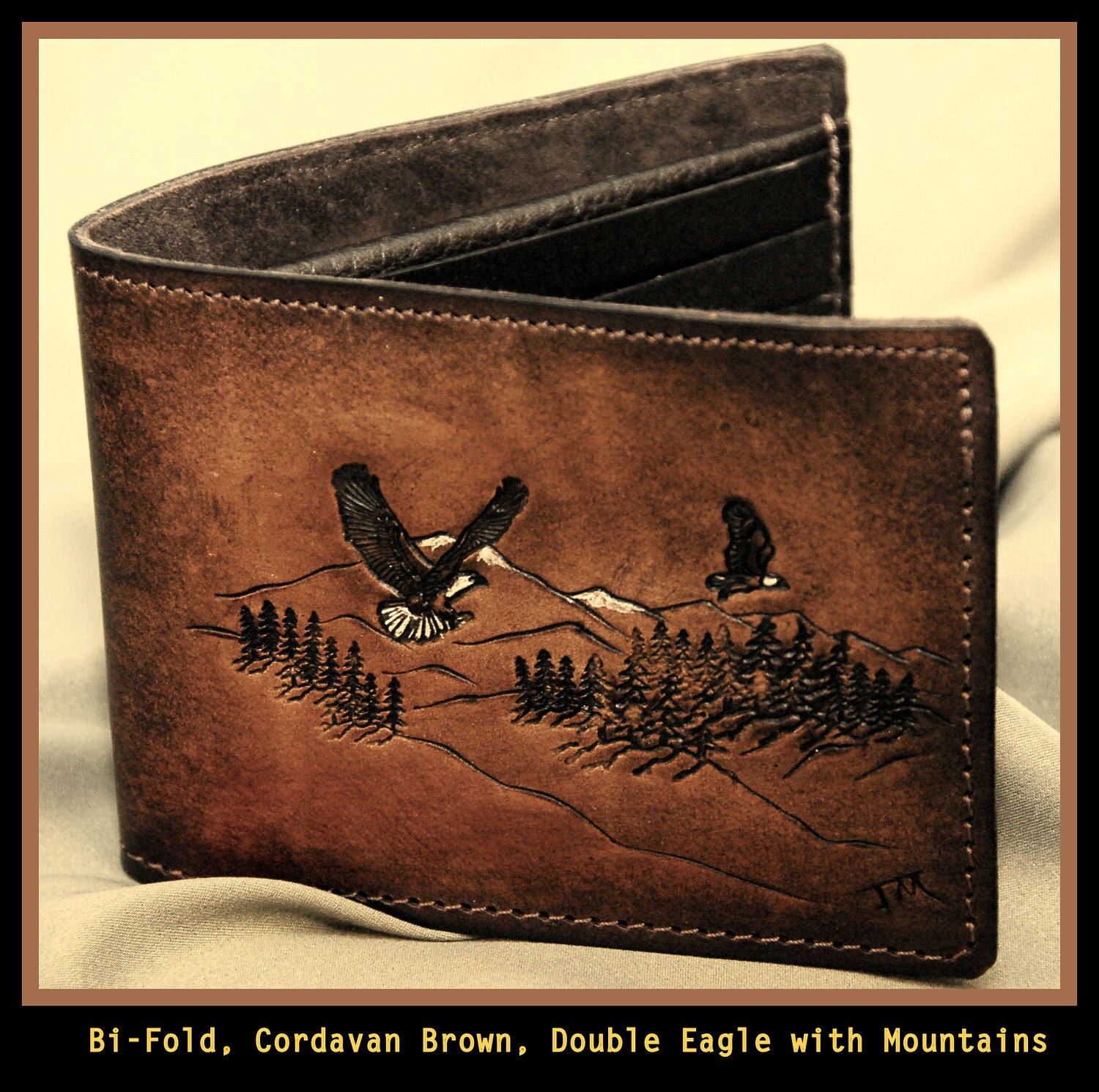 Personalized Brown Men's Leather Eagle Wallet, Great guys gift,Hand ...