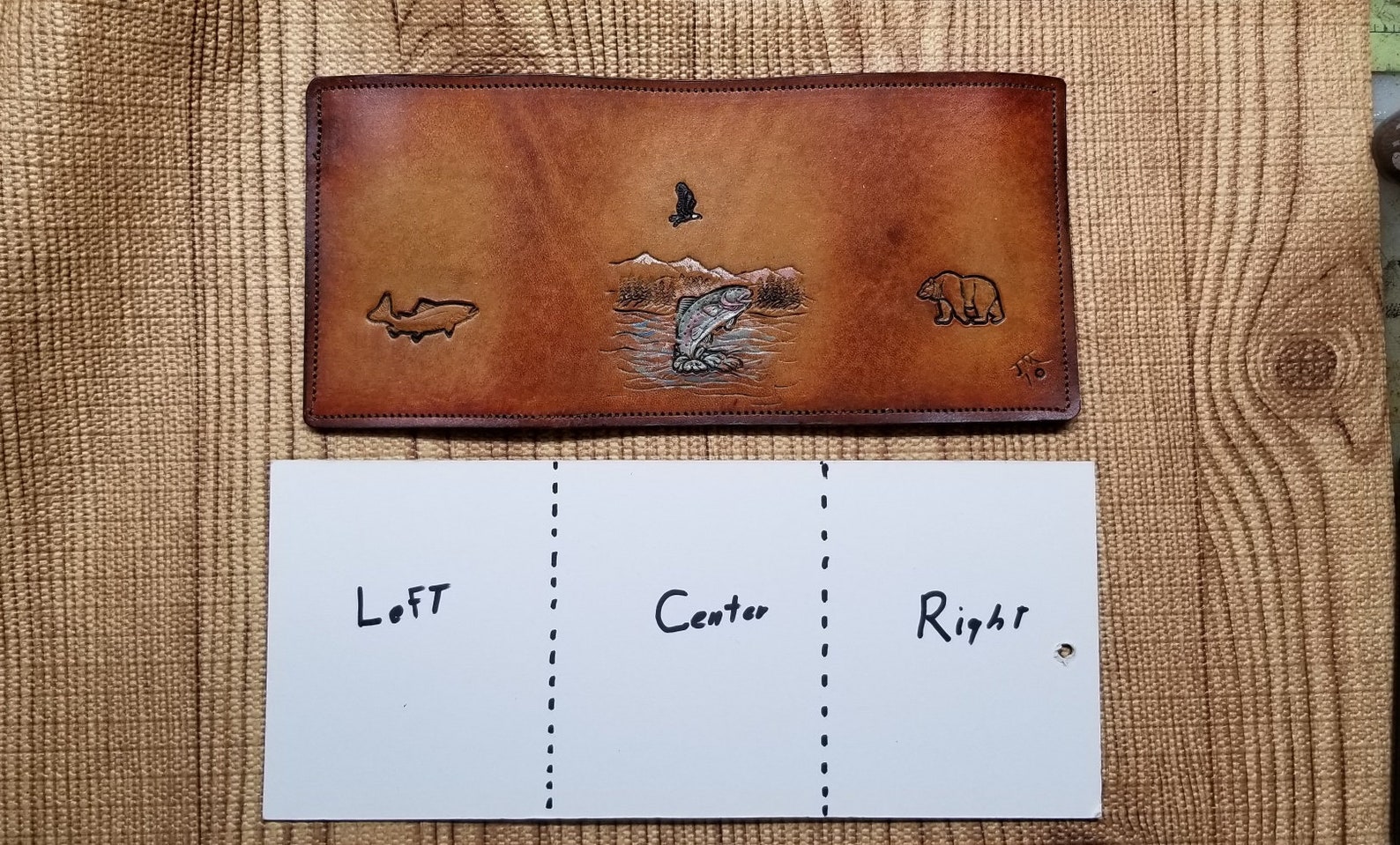 Leather Tri-fold Wallet Eagle Elk Wolf Deer Handmade Will | Etsy