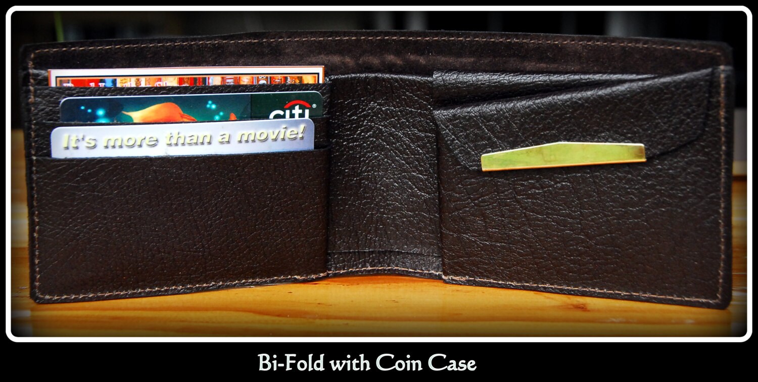 Handmade Leather Billfold, choose from 3 insides Thin wallet, strong ...