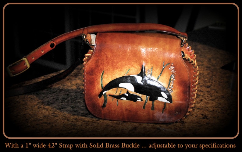 Leather Purse Handmade With Orca Whale and Baby With Seaweed - Etsy