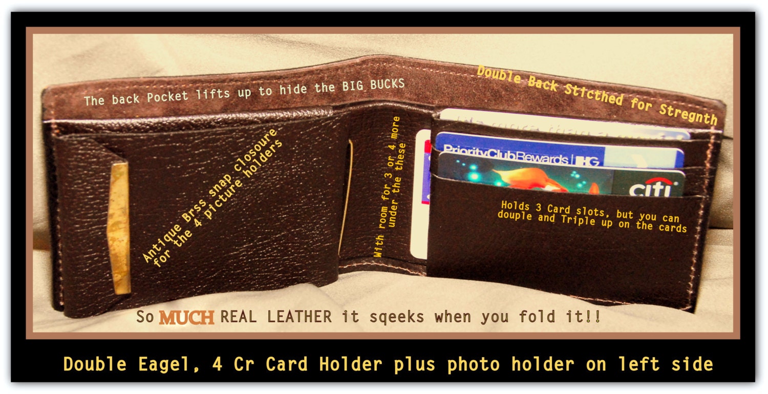 Men's Leather Wallet, 2 Eagles, Personalized, Hand Stamped Leather ...