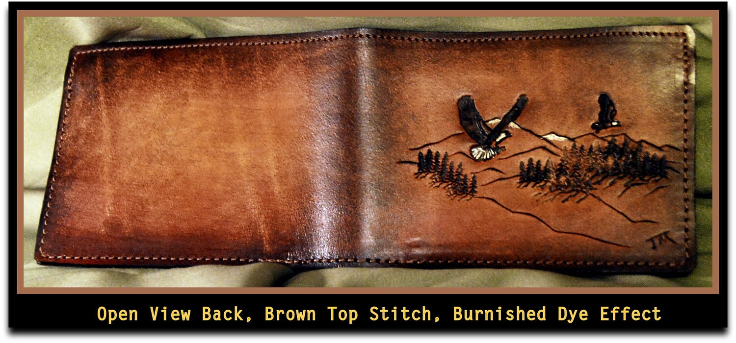 Personalized Brown Men's Leather Eagle Wallet, Great guys gift,Hand ...