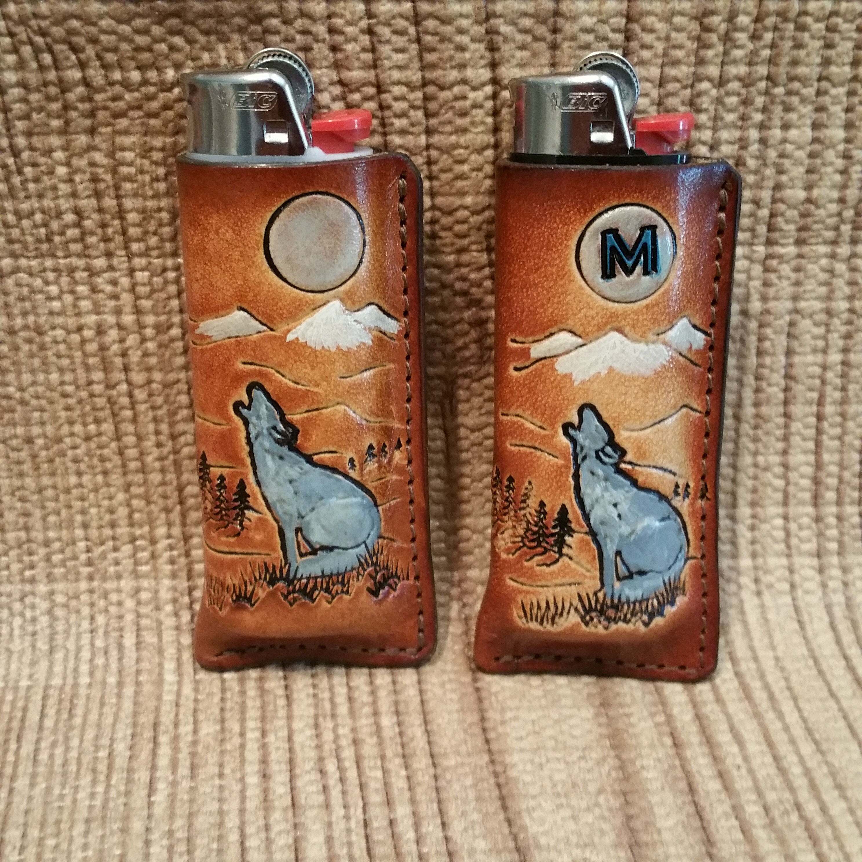 Flower, Bear, Buffalo, Leather lighter case fits most disposable ...