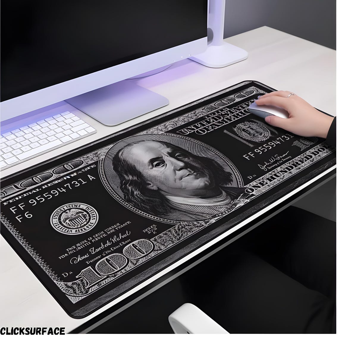 Money Mouse Pad Desk Mat | 100 Dollar Bill Mousepad | Large Desk Pad ...