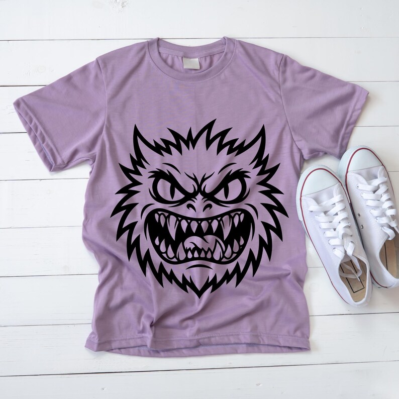 Angry Monster Face Logo SVG, Fierce Beast Mascot Emblem, Spiky Fur ...