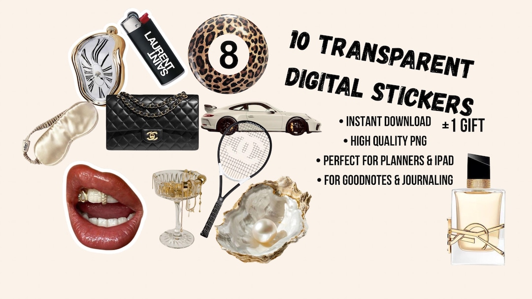Luxury Aesthetic PNG Stickers, Glam Planner Stickers, Rich Girl Digital ...