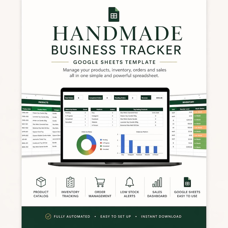 Google Sheets Inventory Template: Manage Handmade Stock, Orders ...