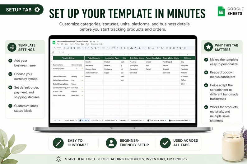 Google Sheets Inventory Template: Manage Handmade Stock, Orders ...