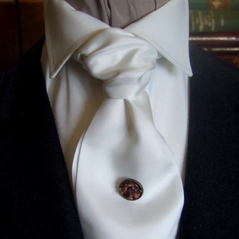 Victorian Bow Tie Cravat Ascot In Natural White 100 Silk Etsy Uk