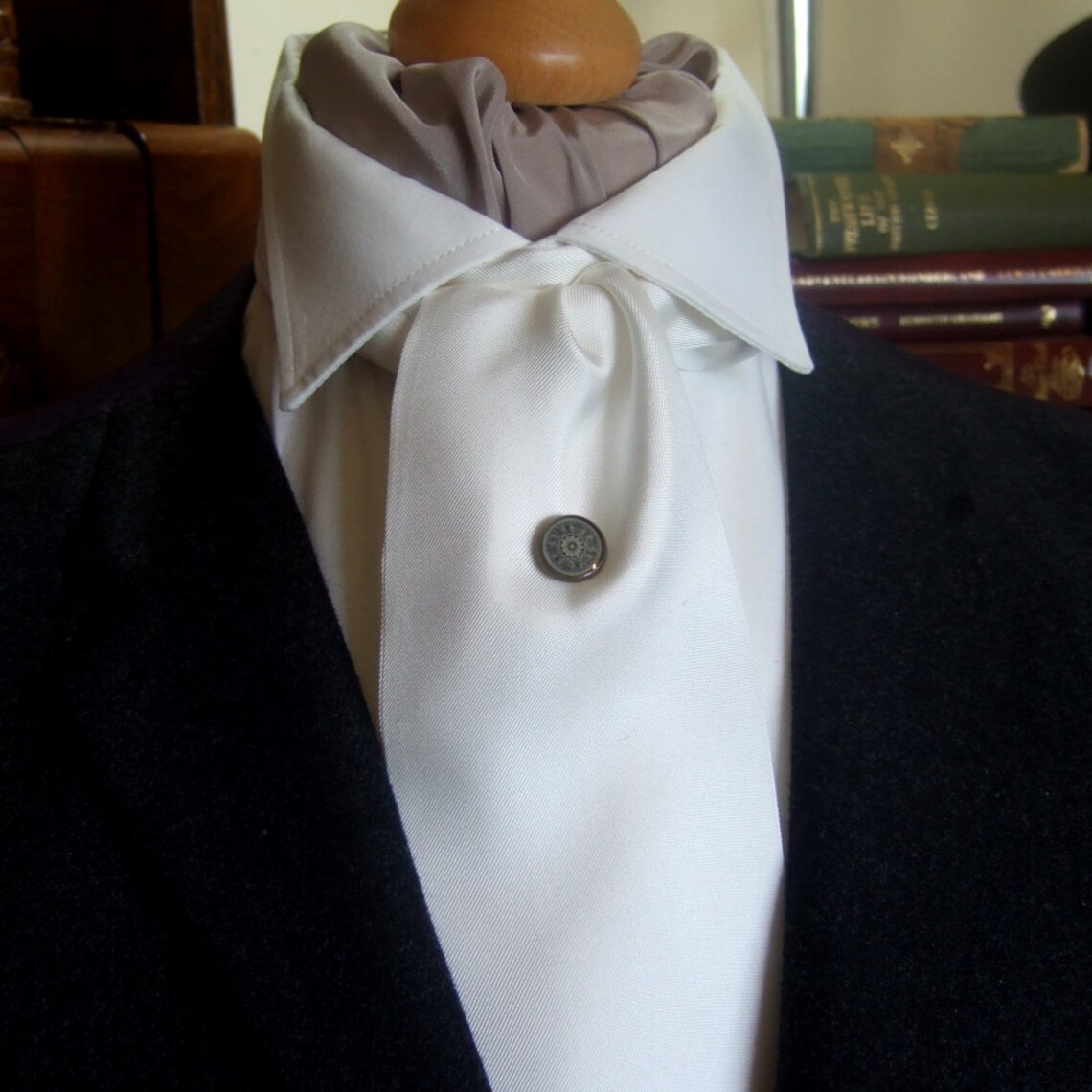 Victorian Bow Tie Cravat Ascot In Natural White 100 Silk Etsy