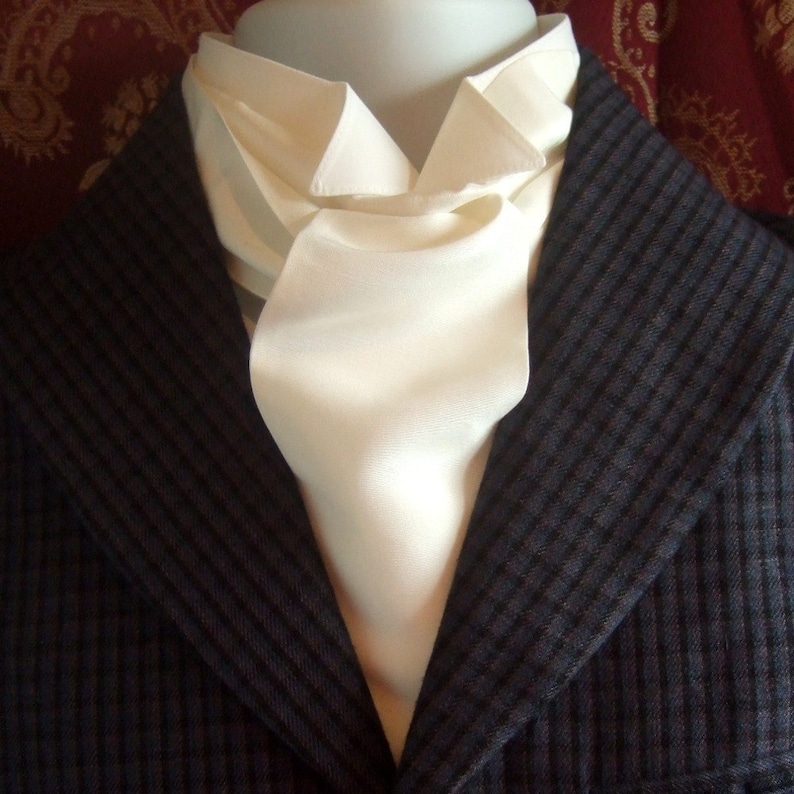 Victorian Bow Tie Cravat Ascot In Natural White 100 Dupion Etsy