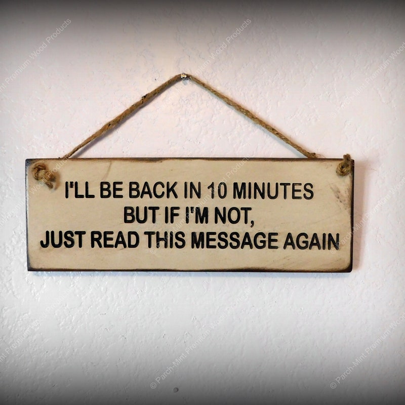 Be Back in 5 Minutes Sign - Etsy