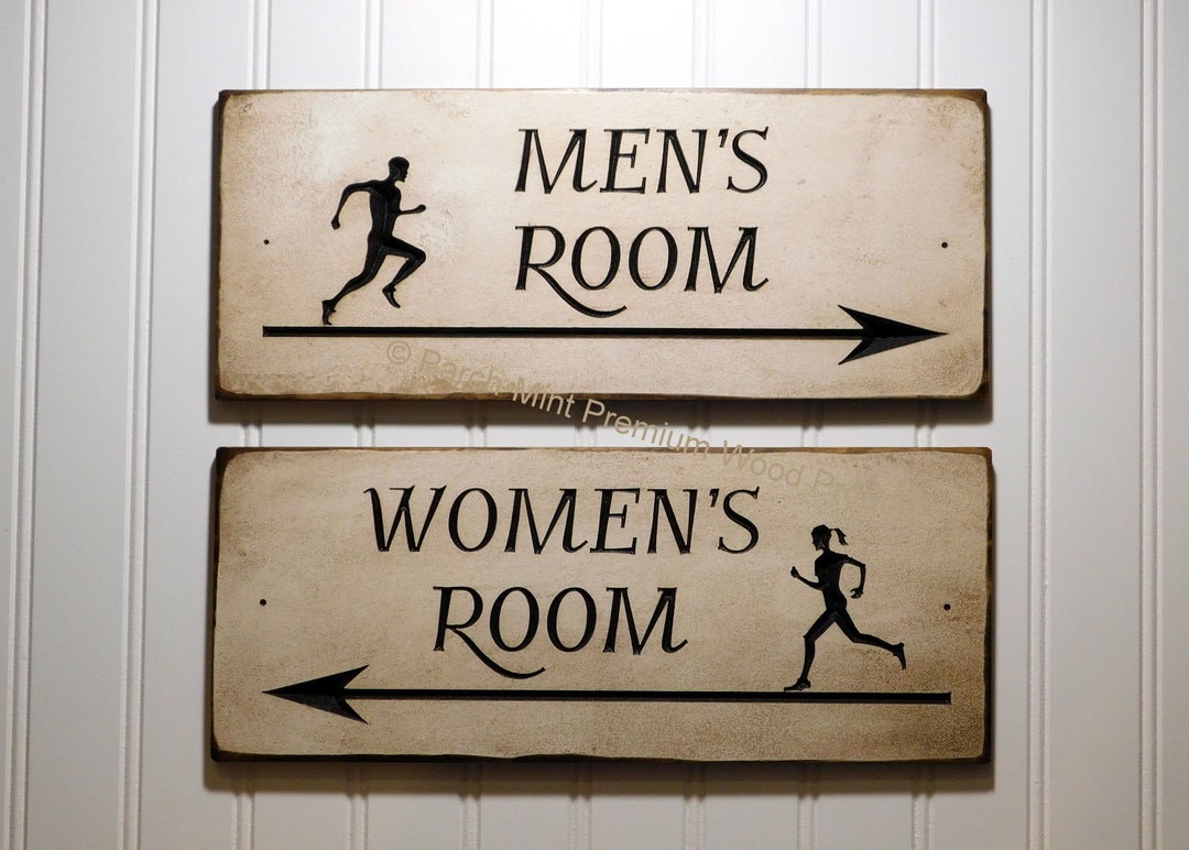 Run to the Restroom ~ 5.5" X 13.5" Sign Set With Arrows ~ Women Left ...