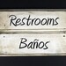 ENGRAVED Bilingual Restrooms Baños Vintage Look Sign Plaque in English ...