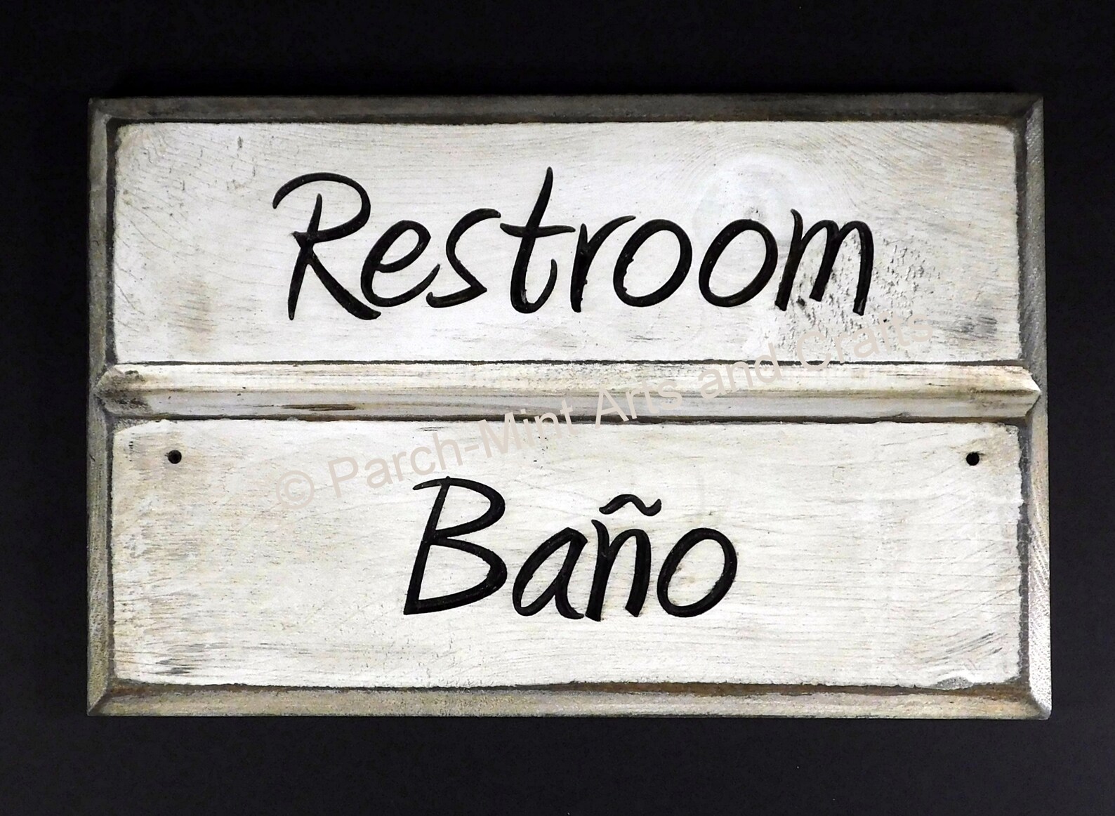 ENGRAVED Bilingual Restroom Baño Vintage Look Sign Plaque in - Etsy