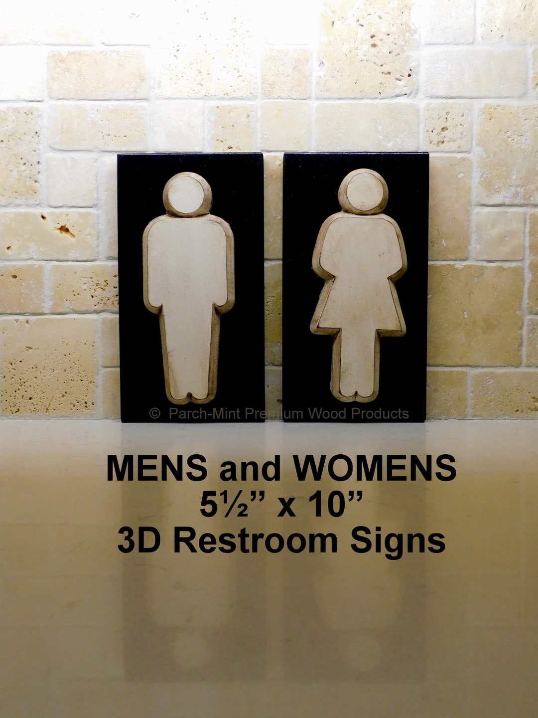 Vintage Look 3D Restroom Symbols - Male and Female Men and Women Cutout ...