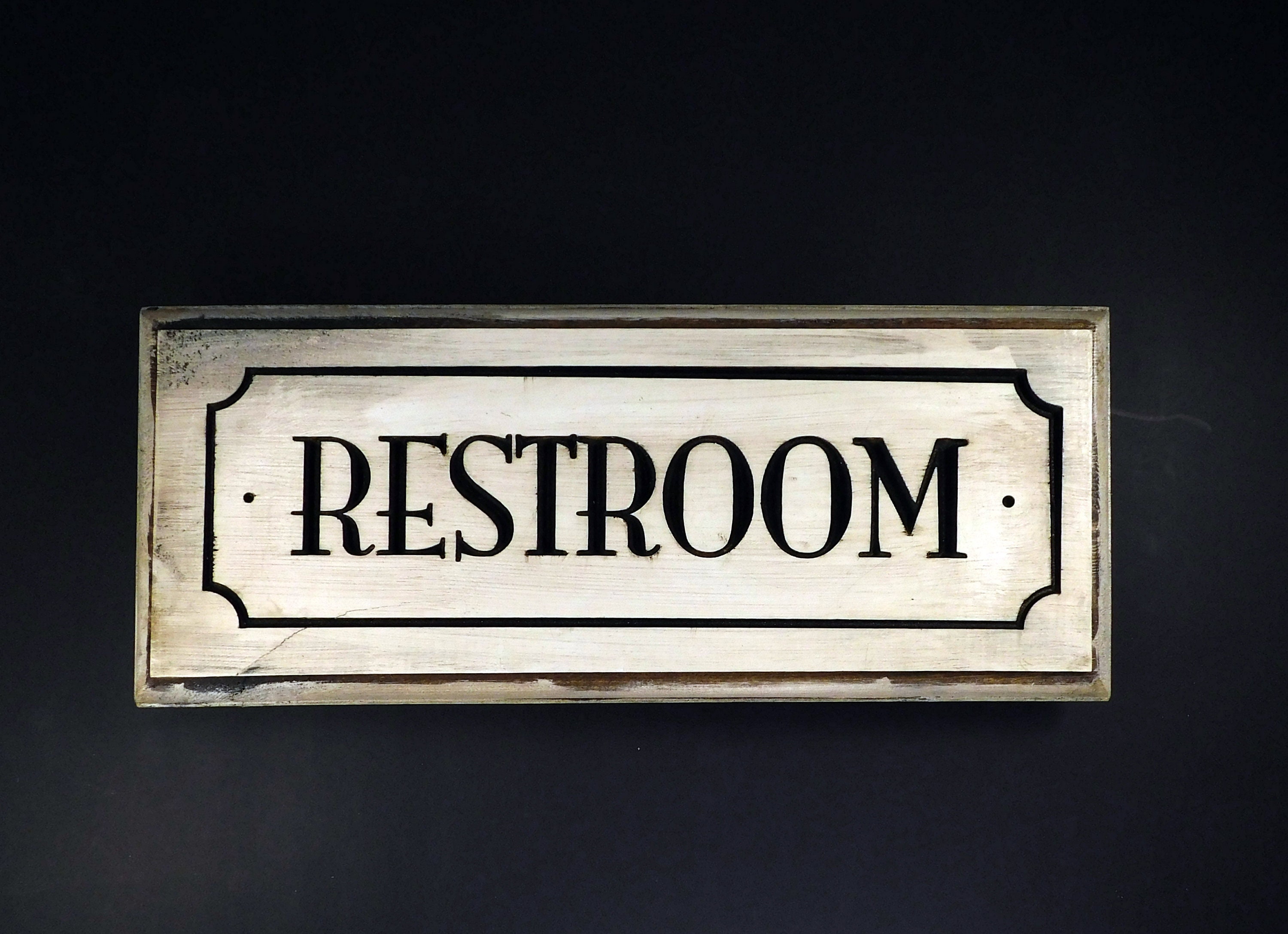 Vintage Look ENGRAVED Restroom (singular) Sign Art Deco Solid Wood ...