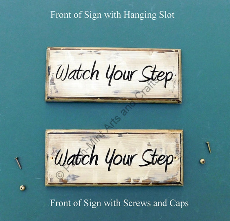 Watch Your Step ~ Vintage Look ENGRAVED Wood Sign - Etsy