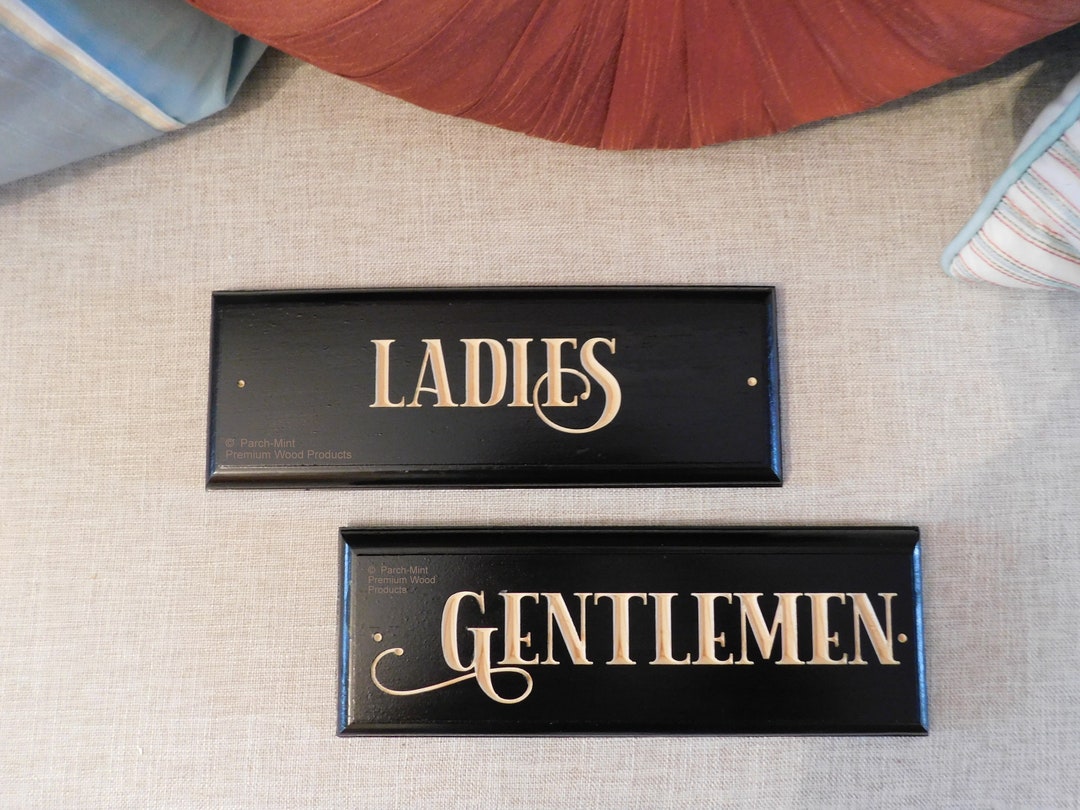Ladies and Gentlemen Restroom / Bathroom ~ 3.5" X 10" ENGRAVED Wood ...