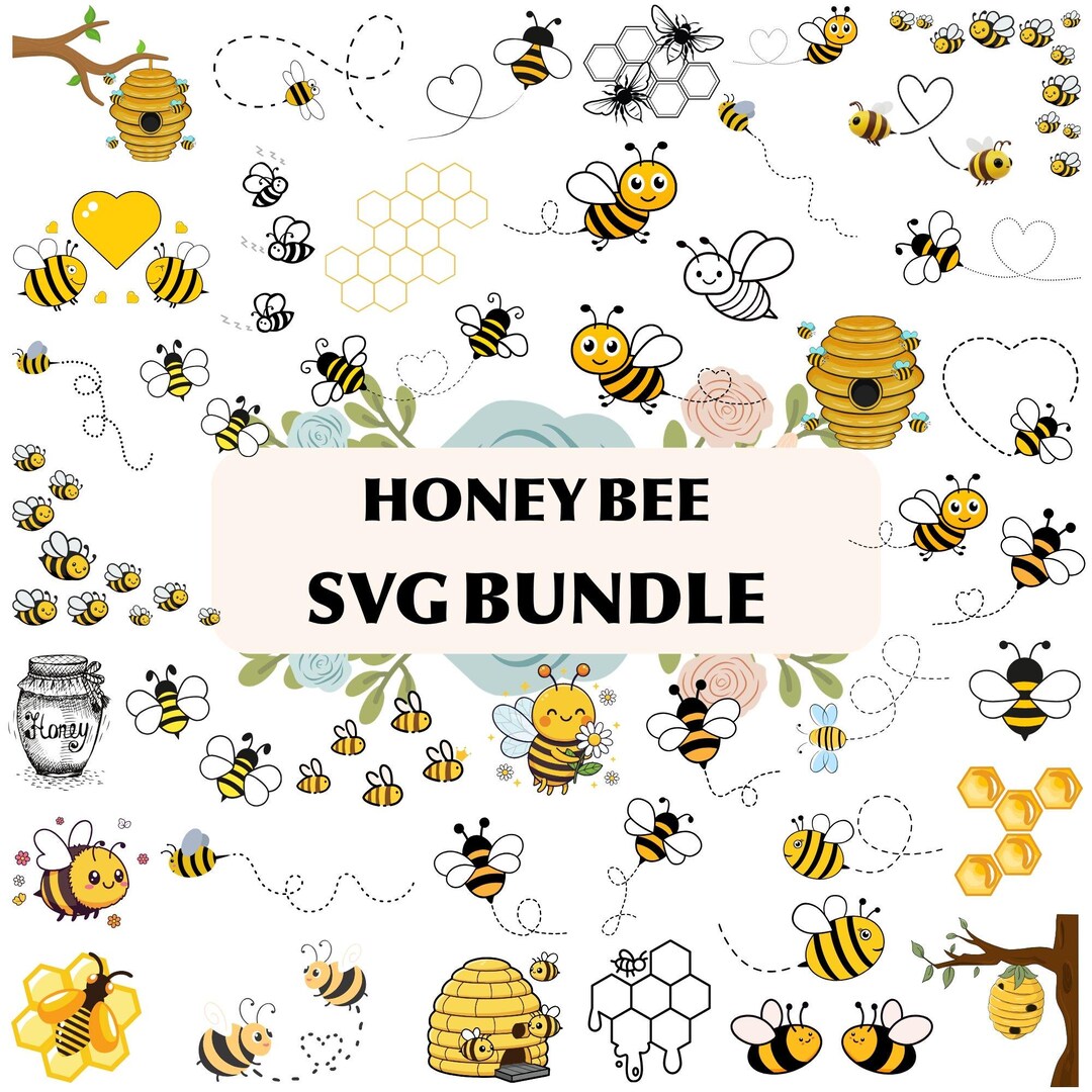 Honey Bee SVG Bundle, Honeycomb, Bee Clip Art, Digital Files(instant ...