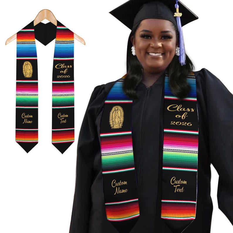 Graduation Serape Stole Class of 2026, Mexican Graduation Stole, Custom ...
