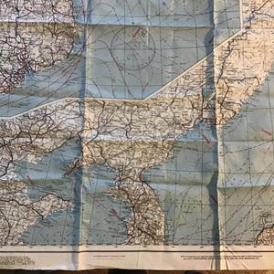 2 WWII Silk Maps of Japan and South China Seas and East China Sea ...