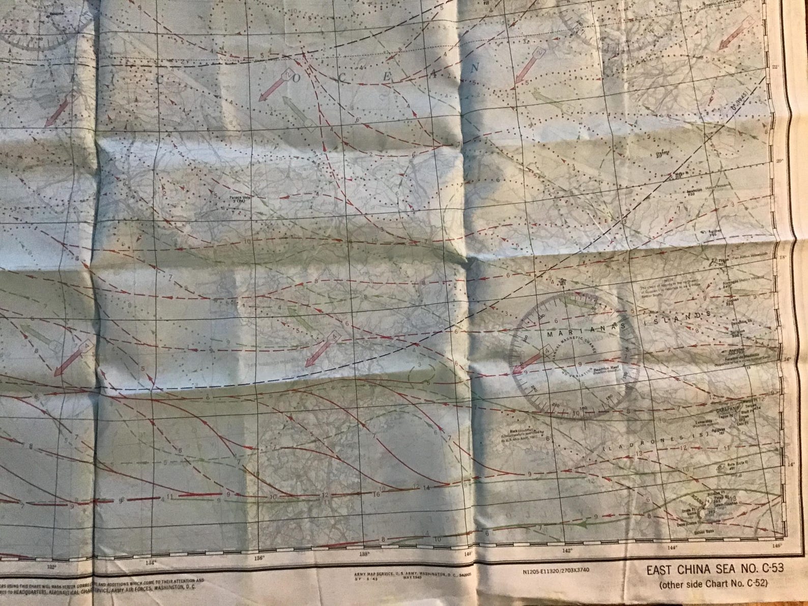 2 WWII Silk Maps of Japan and South China Seas and East China Sea ...