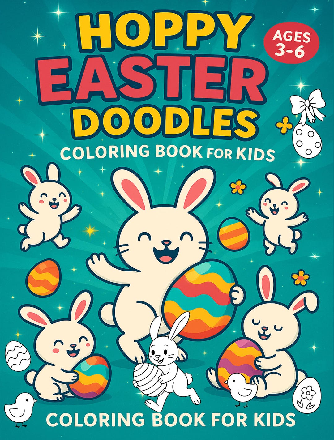 Hoppy Easter Doodles - Coloring Book for Kids (ages 3–6) - Etsy