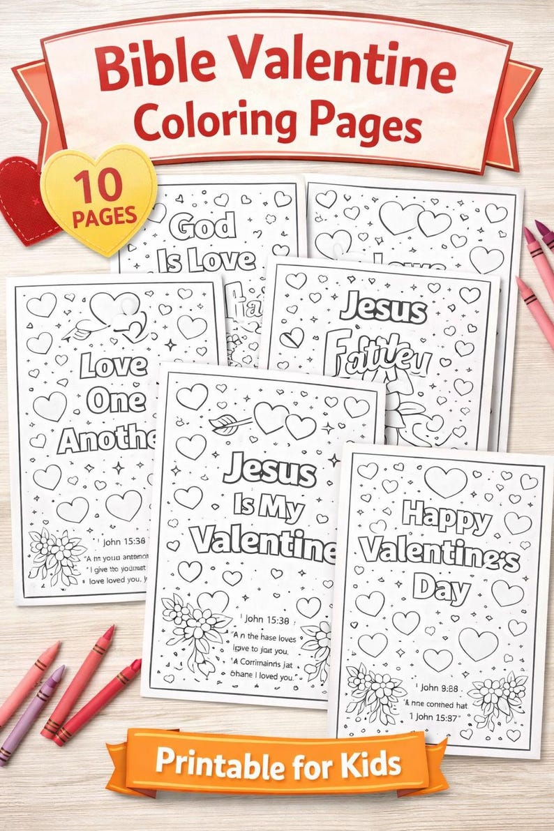 Bible Valentine Coloring Pages | Sunday School Activity (digital ...