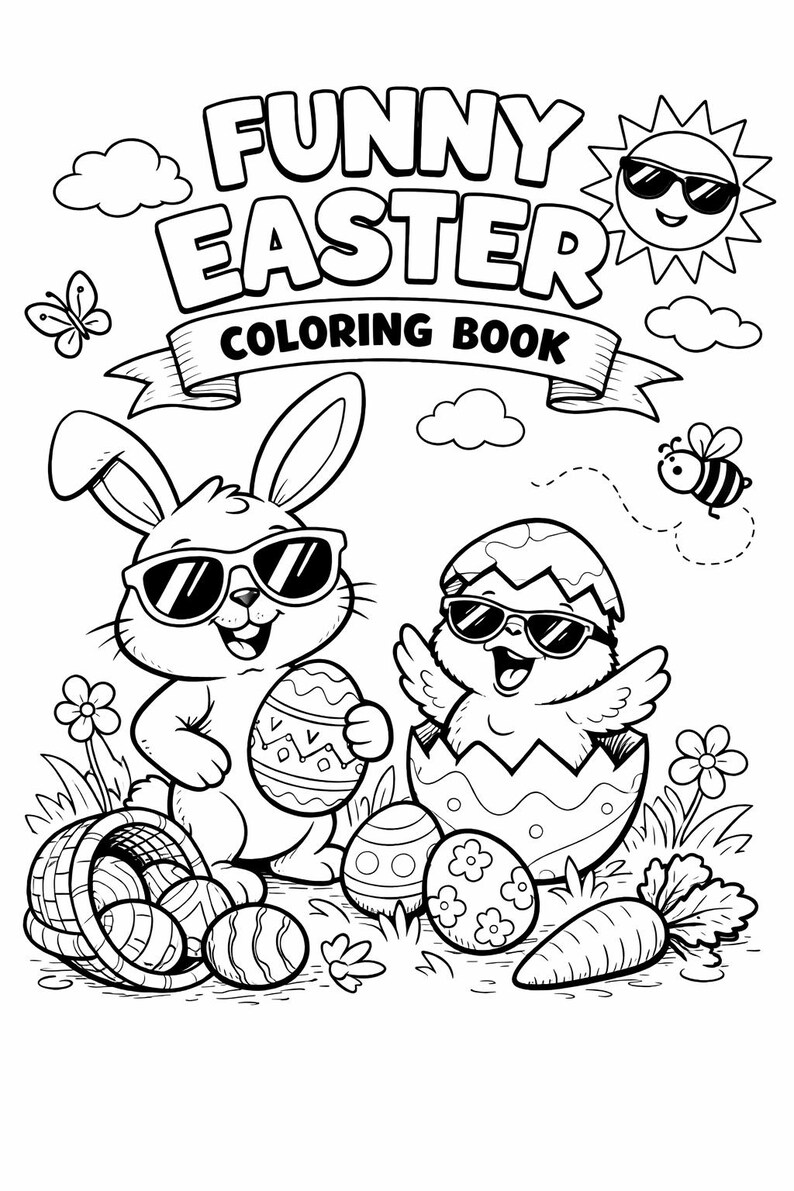 Funny Easter Coloring Book | Bunny Chick Activity Pages (PDF Download ...