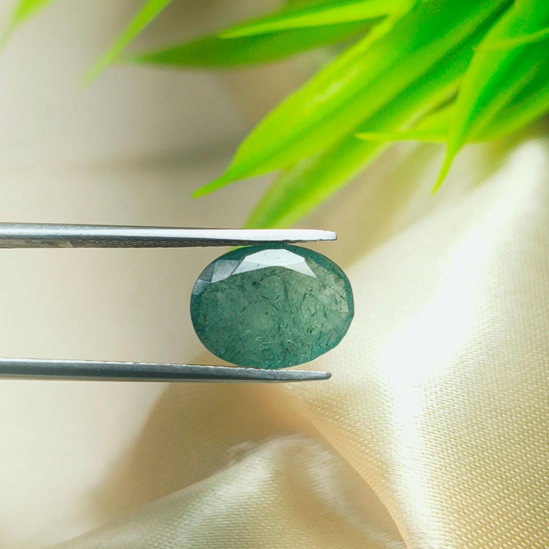 Natural Emerald Gemstone | Oval Emerald Cut, Zambian Origin, Rutile ...