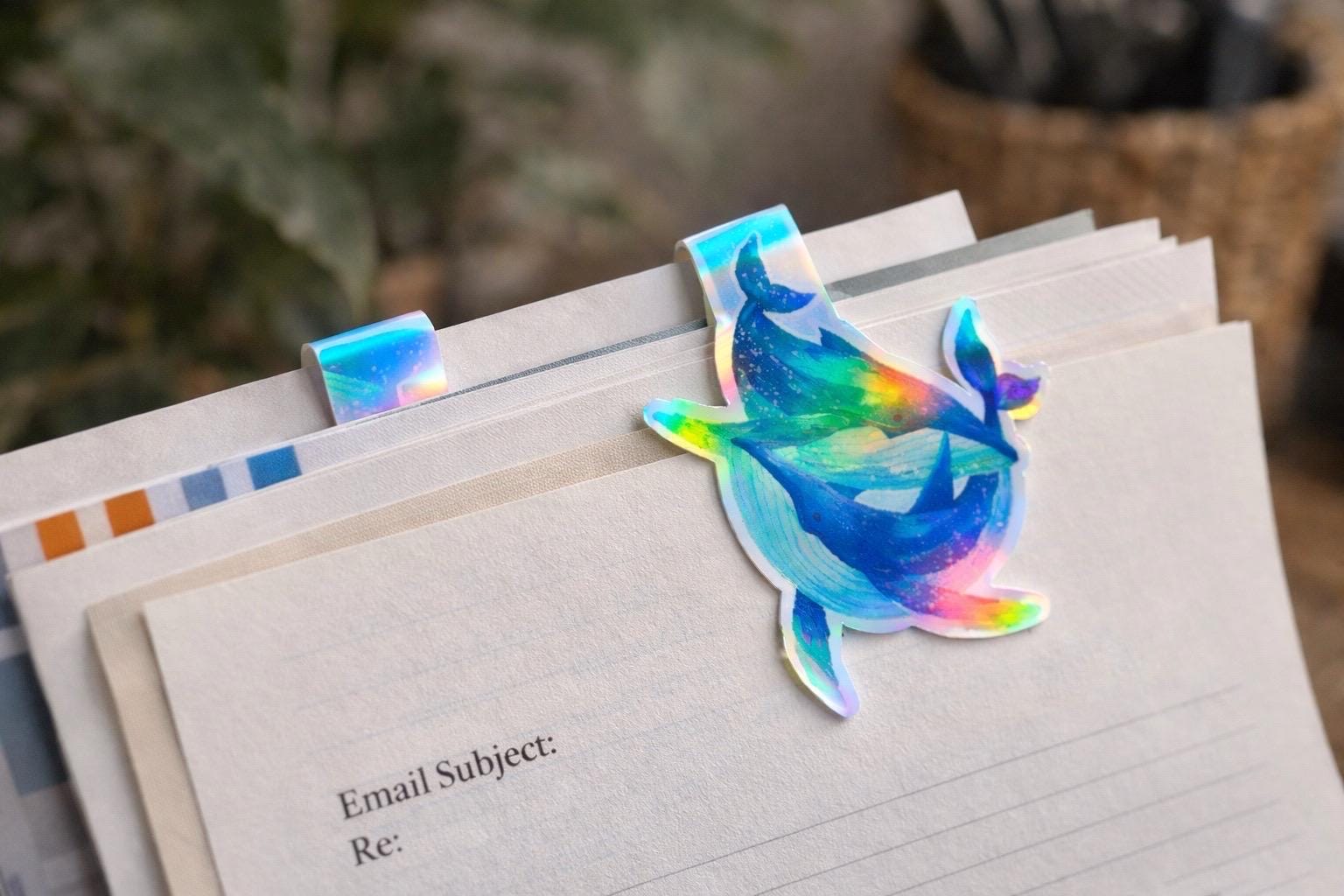 Magnetic Bookmark | Happy Whales | Holographic Organizer for Books ...