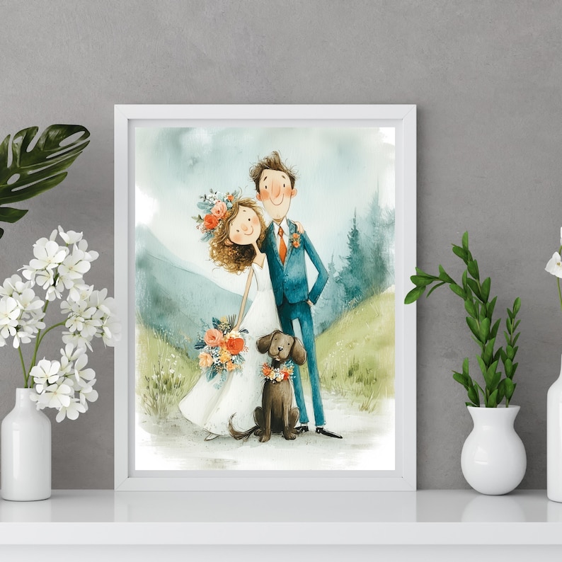 Wedding With Dog Print, Dog Lover Wedding Gift, Whimsical Bride and ...
