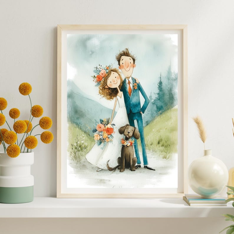 Wedding With Dog Print, Dog Lover Wedding Gift, Whimsical Bride and ...
