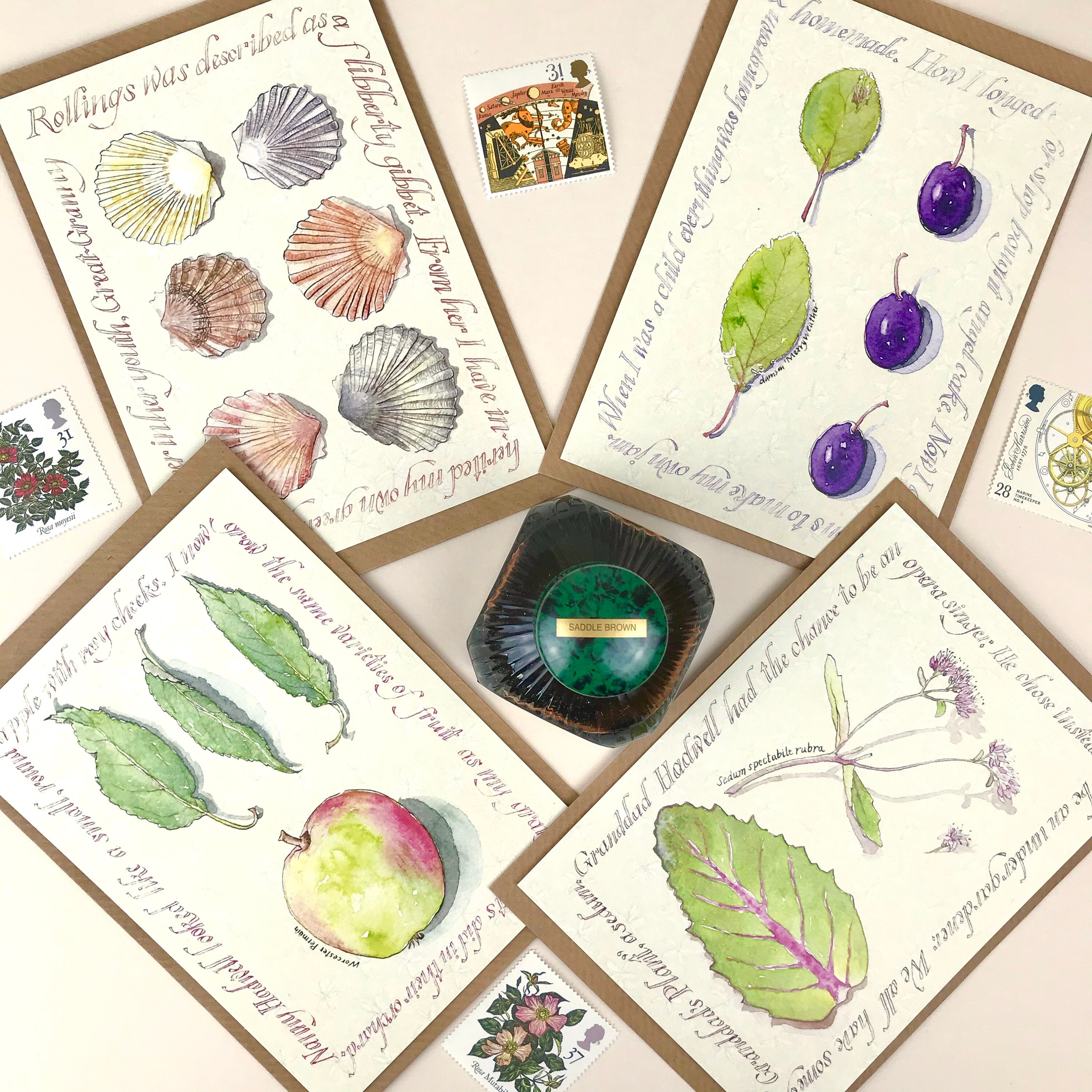 Watercolour Postcards Set of 4 Illustrated Postcards With - Etsy