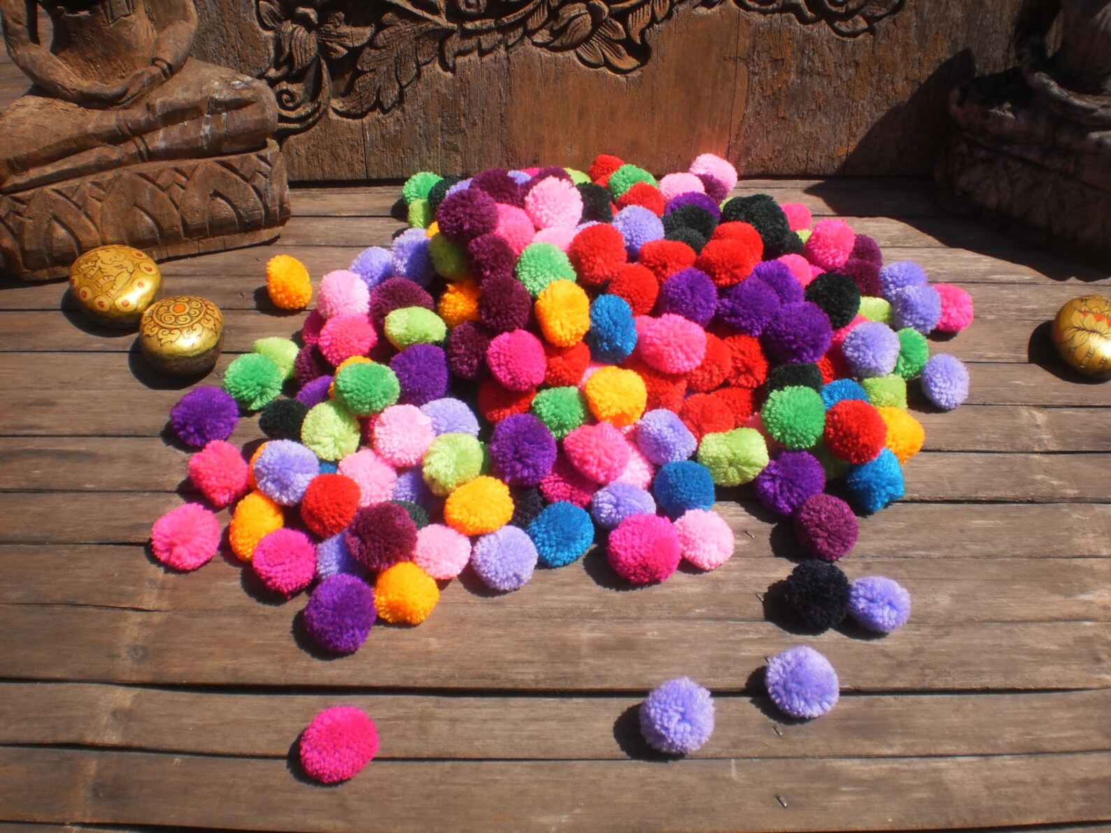 Pompoms Set of 100 Pompoms Hmong Decoration Mixed Color - Etsy