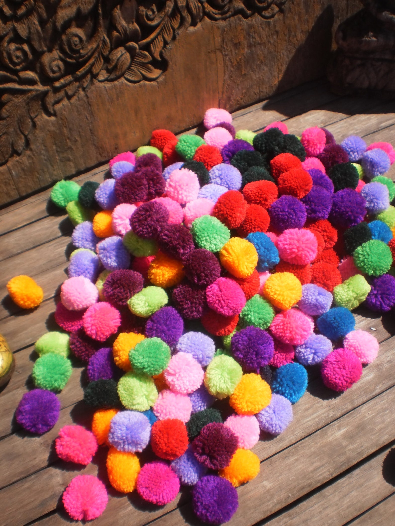 Pompoms Set of 100 Pompoms Hmong Decoration Mixed Color - Etsy