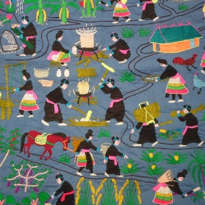 Hmong Story Cloth, Hmong Village Life - Etsy