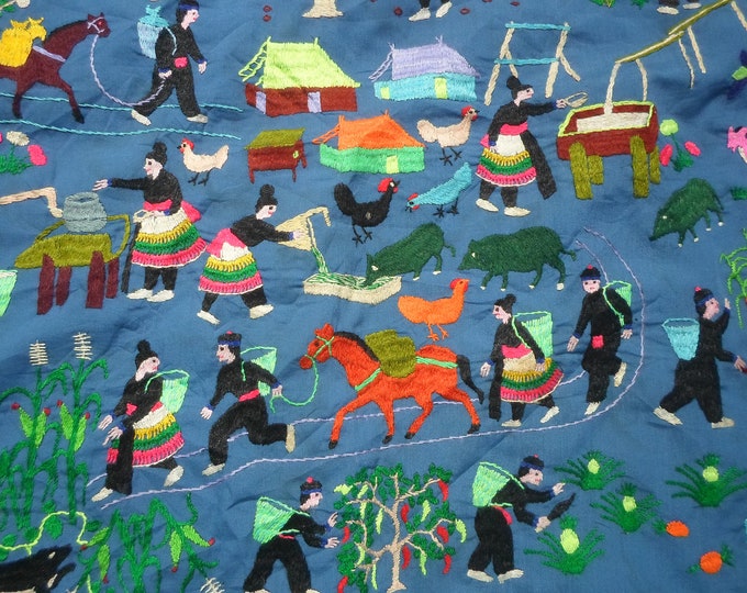 Hmong Story Cloth, Hmong Village Life - Etsy