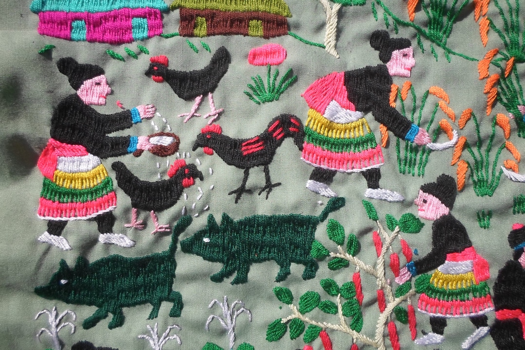 Hmong Story Cloth, Hmong Folk Art Textile, Hand Made Embroidered ...