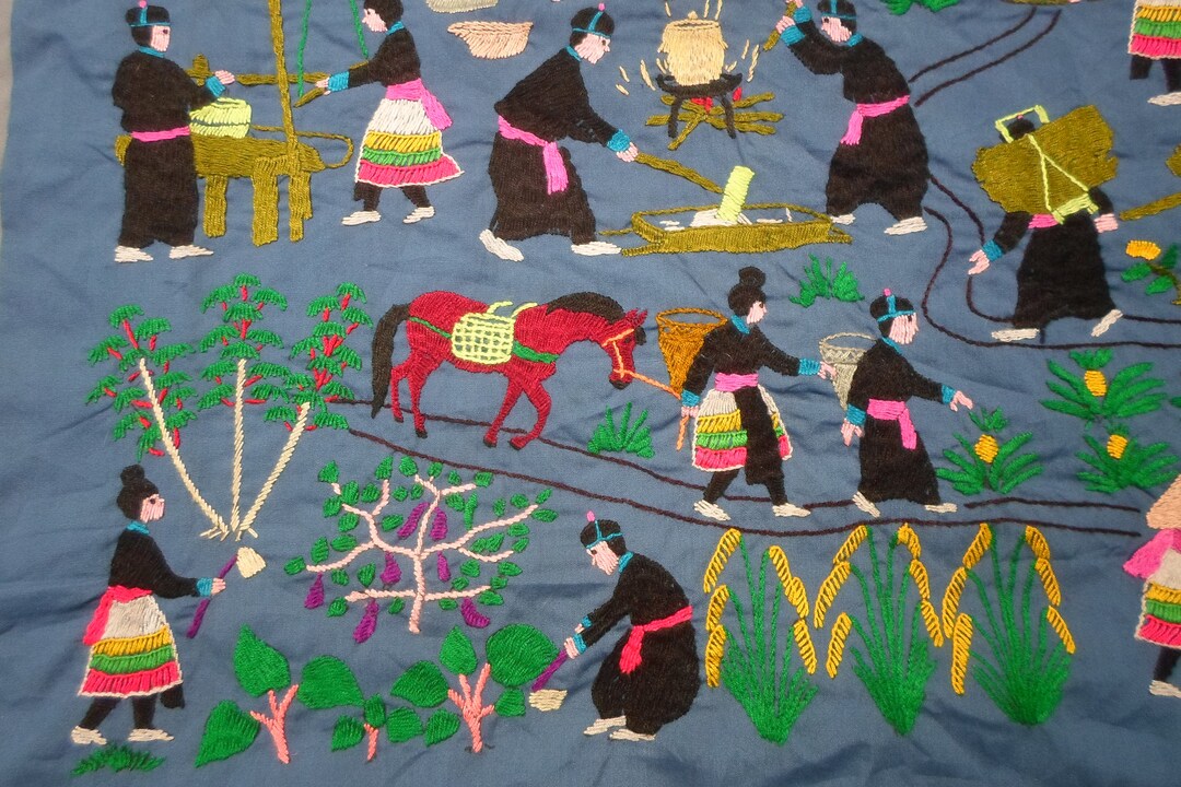 Hmong Story Cloth, Hmong Village Life - Etsy