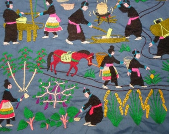 Hmong Story Cloth, Hmong Village Life - Etsy
