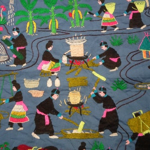 Hmong Story Cloth, Hmong Village Life - Etsy
